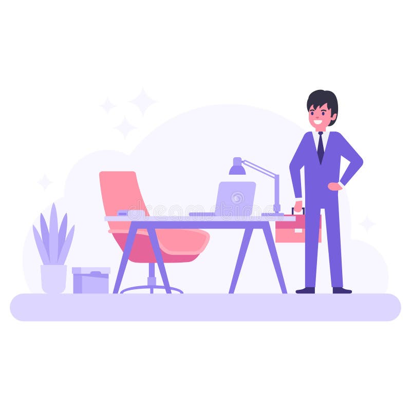 Workplace Vector Flat Illustration. Office or Freelance Worker ...