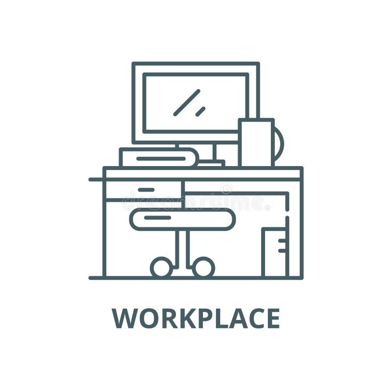 Workplace Vector Line Icon, Linear Concept, Outline Sign, Symbol Stock ...