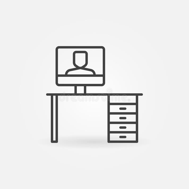 Workplace Vector Minimal Line Icon. Work from Home Symbol Stock Vector ...