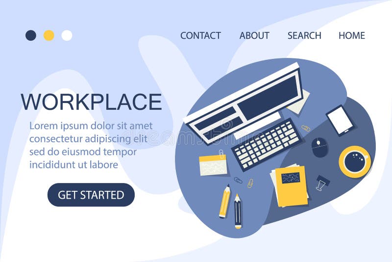 Workplace Web Banner. Office Workspace and Business Stock Illustration ...