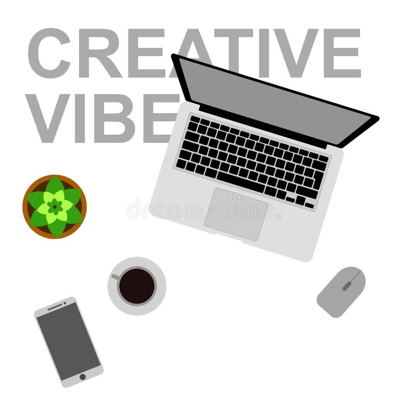 Workplace for Work and Creativity Flat Vector Illustration. Stock ...