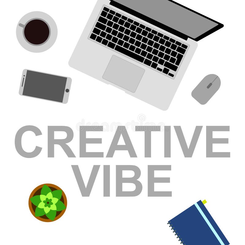 Workplace for Work and Creativity Flat Vector Illustration. Stock ...