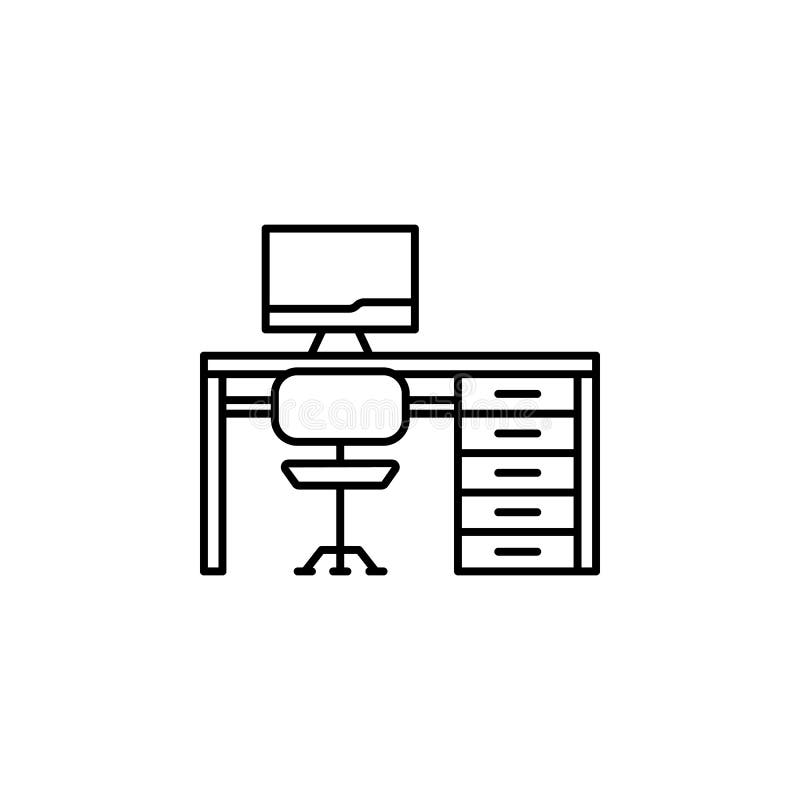 Workplace, Work Table Icon. Element of Workplace Thin Line Icon Stock ...