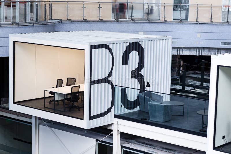 Workplaces and Rest Zone for Workers on Second Floor in Big Open Space ...