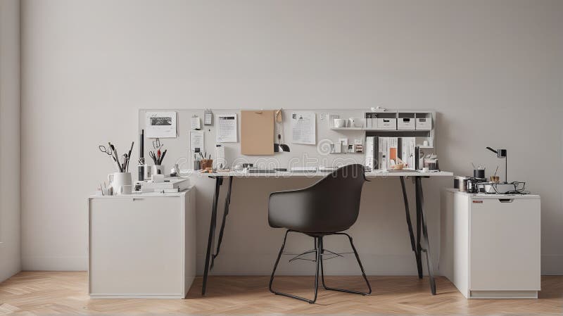 A Workroom with a Sleek and White Desk. Close Up Stock Illustration ...