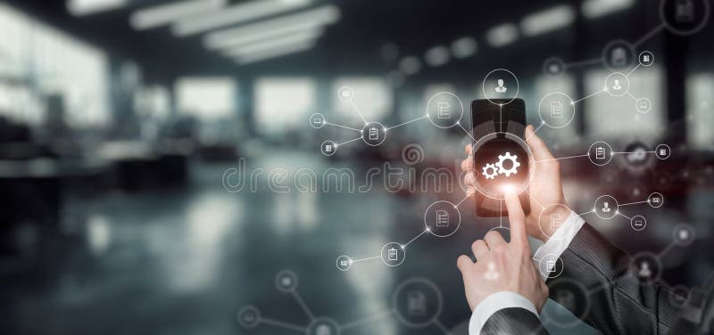 Works with Business Processes in a Mobile Device Stock Photo - Image of ...