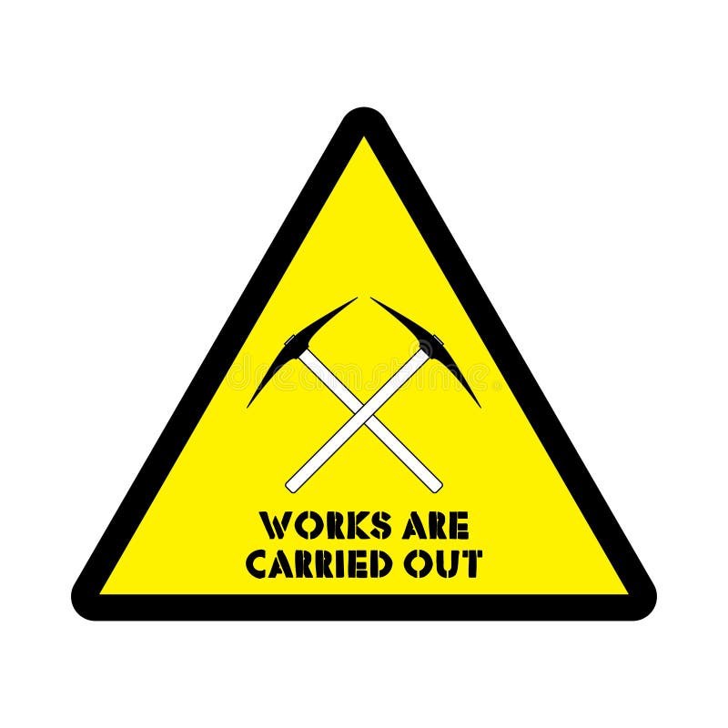 Works are Carried Out Cross Pick Triangle Frame Stock Vector ...