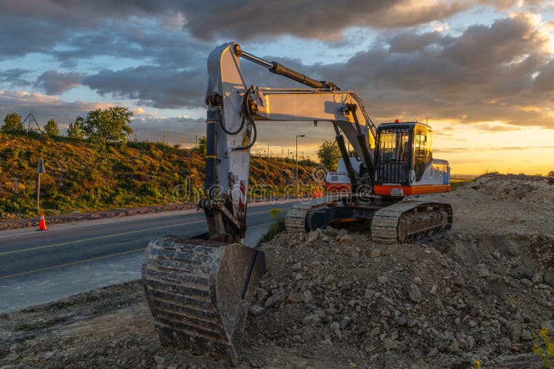 Works of Extension of a Road with Excavator Editorial Image - Image of ...