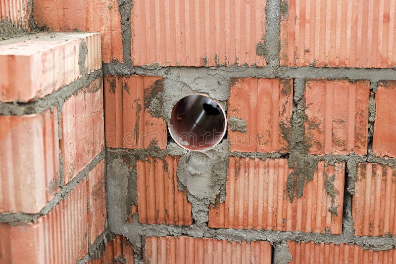 Brick Wall with Embedded Stone Stock Image - Image of scene, bricks ...