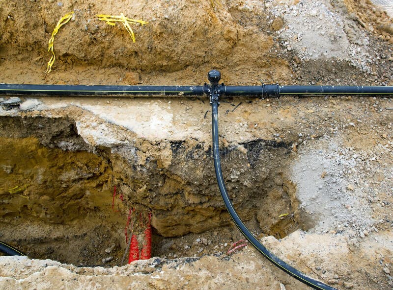 Works of Pipe Under the Ground Stock Photo - Image of outcrop, road ...