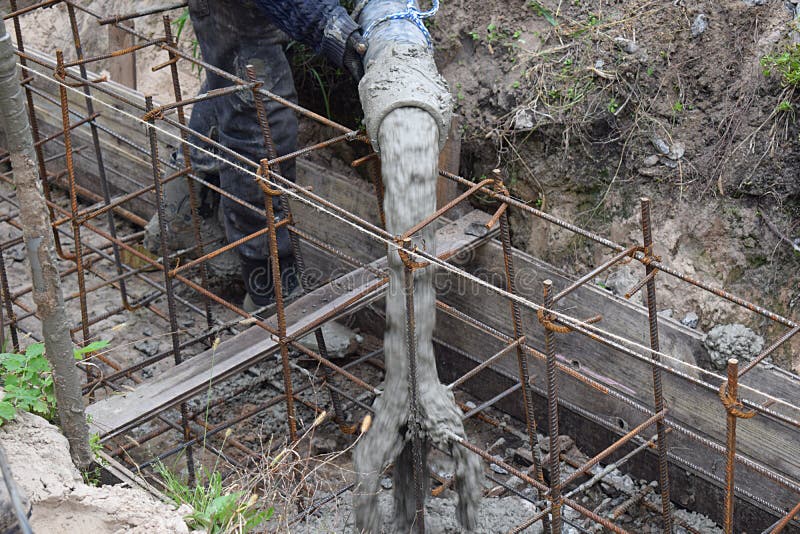 Works on Pouring Concrete with a Pumping Machine Stock Photo - Image of ...