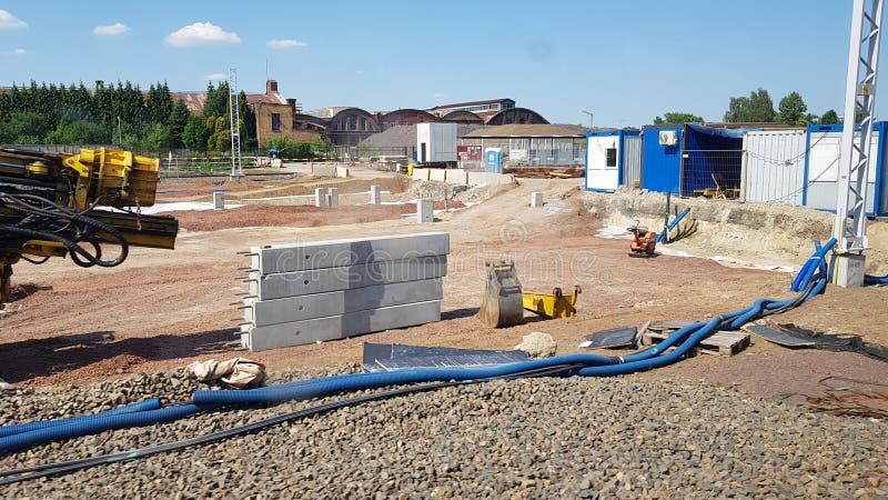 Works on the railway line stock image. Image of machinery - 265195713