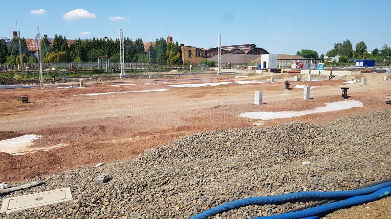 Works on the railway line stock image. Image of materials - 265196021