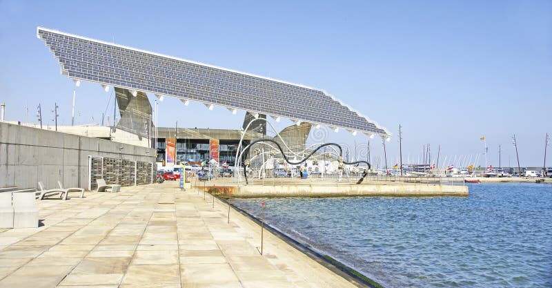 Works of the Ski Cable and Solar Panel in the Port Forum, Barcelona ...