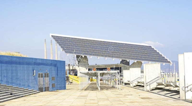 Works of the Ski Cable and Solar Panel in the Port Forum, Barcelona ...