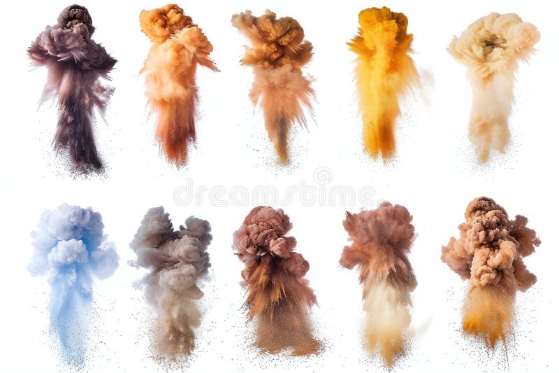 Variety of Dust Bombs on White Background Stock Photo - Image of ...