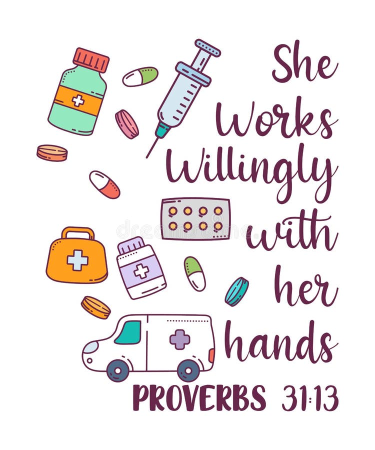 She Works Willingly with Her Hands Pharmacy Shirt Design Stock Vector ...