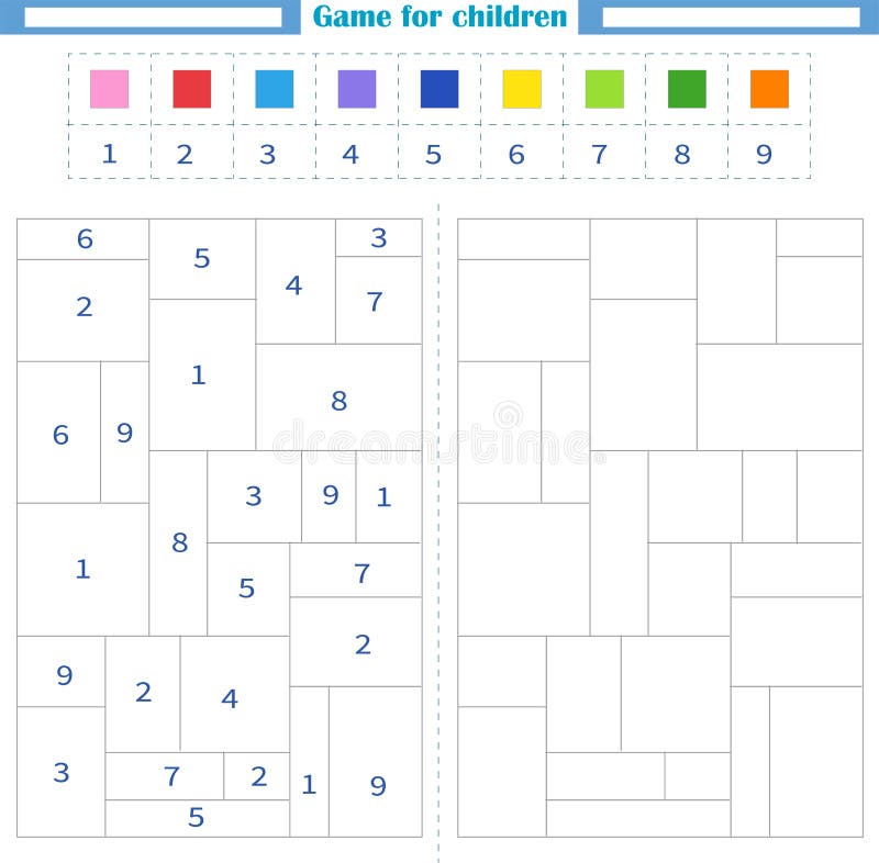 Worksheet for Children. Color the Empty Shapes by Number and Color ...