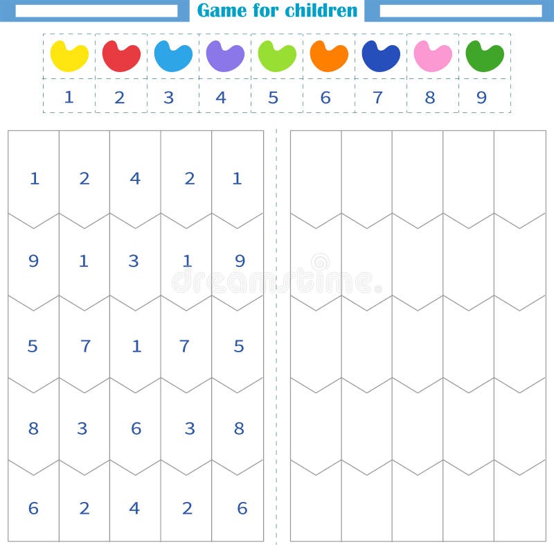 Worksheet for Children. Color the Empty Shapes by Number and Color ...