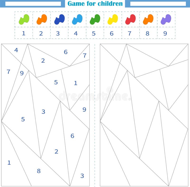Worksheet for Children. Color the Empty Shapes by Number and Color ...