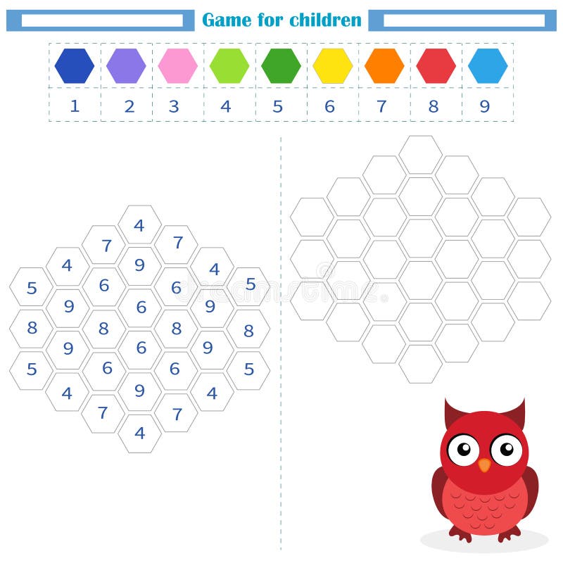 Worksheet for Children. Color the Empty Shapes by Number and Color ...