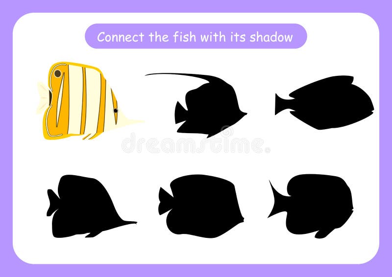Worksheet Connect the Fish with Its Shadow. Educational Game for ...