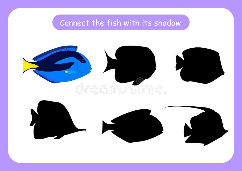 Worksheet Connect the Fish with Its Shadow. Educational Game for ...