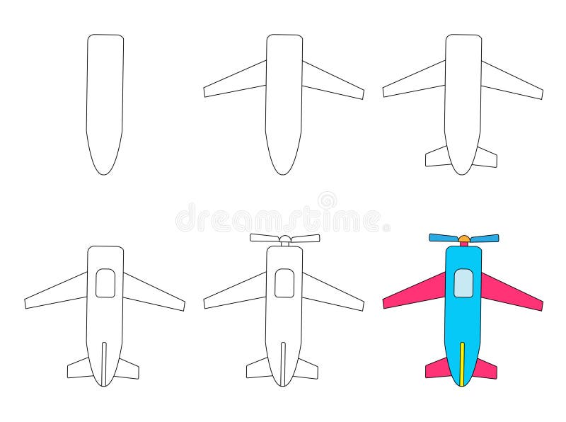 Worksheet Easy Guide To Drawing Cartoon Airplane. Simple Step by Step ...