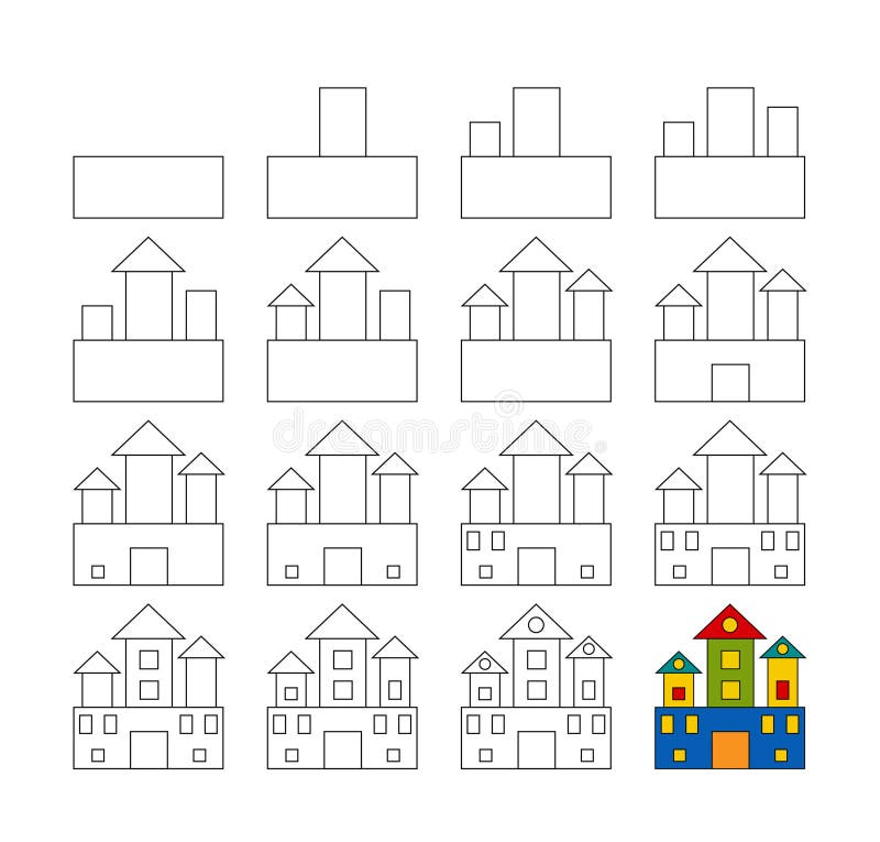 Worksheet Easy Guide To Drawing Cartoon Castle. Simple Step-by-step ...