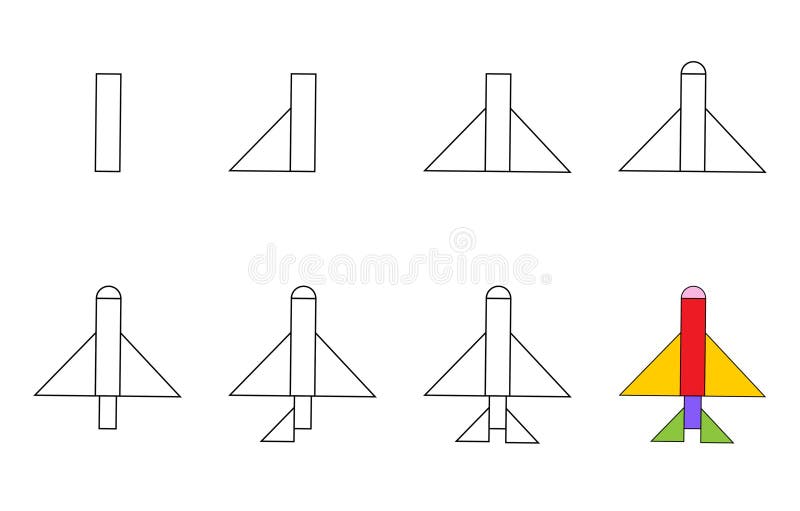 Worksheet Easy Guide To Drawing Cartoon Rocket. Simple Step-by-step ...