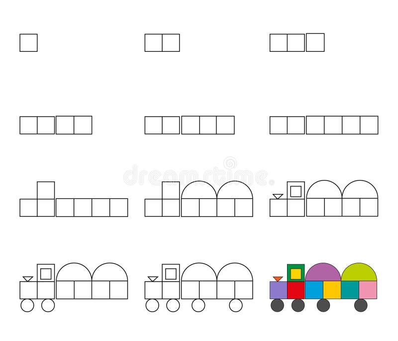 Worksheet Easy Guide To Drawing Cartoon Train. Simple Step-by-step ... Worksheet Easy Guide To Drawing Cartoon Train. Simple Step-by-step ...