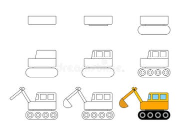 Excavator Drawing Worksheet Stock Illustrations – 63 Excavator Drawing ...