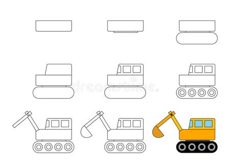 Worksheet Easy Guide To Drawing Excavator. Simple Step-by-step Drawing ...