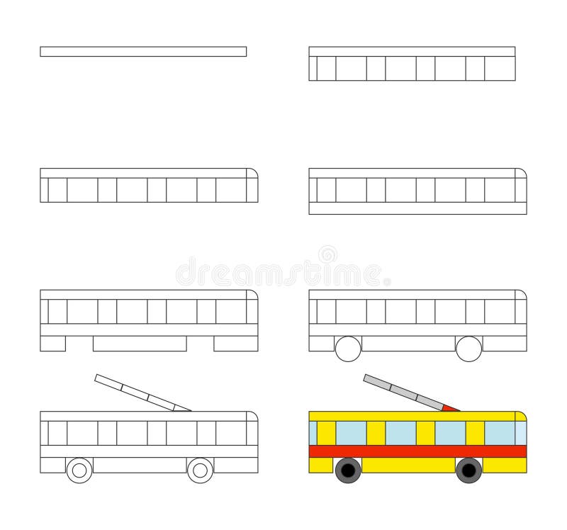 Worksheet Easy Guide To Drawing Trolleybus. Simple Step-by-step Drawing ...