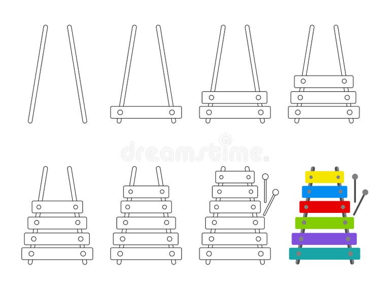 Worksheet Easy Guide To Drawing Xylophone. Simple Step by Step Drawing ...