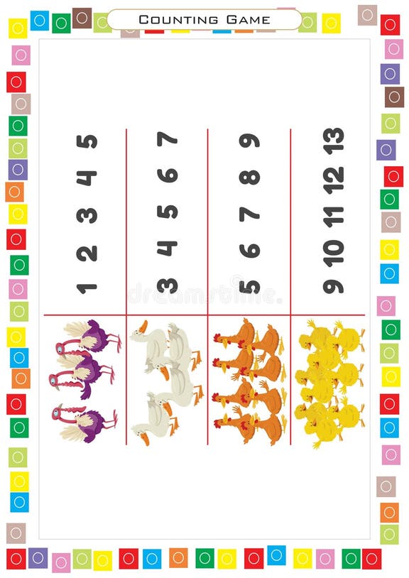 Kindergarten Math Worksheet: Counting and Number Recognition Stock ...