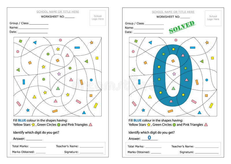 Worksheet - Identify Digit stock vector. Illustration of primary - 49752879