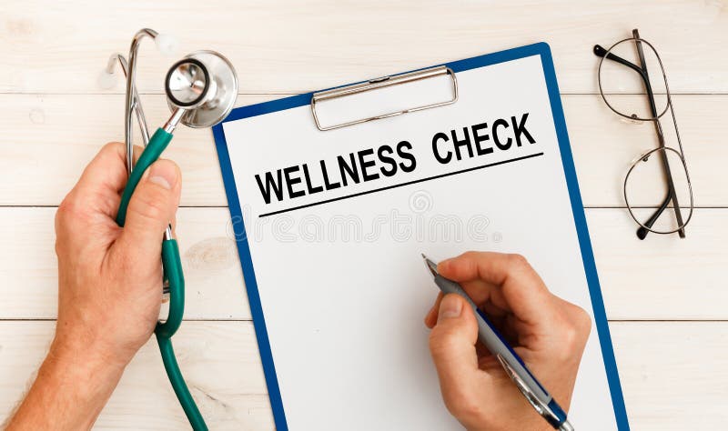 Worksheet with the Inscription WELLNESS CHECK and Stethoscope Stock ...