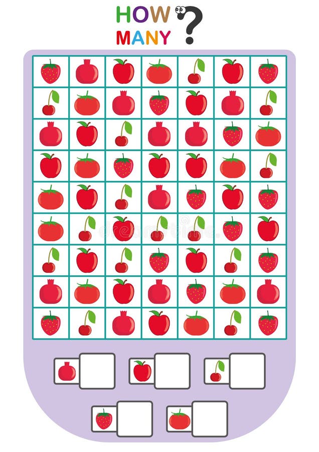 Counting Educational Children Game. How Many Objects Task Stock Vector ...