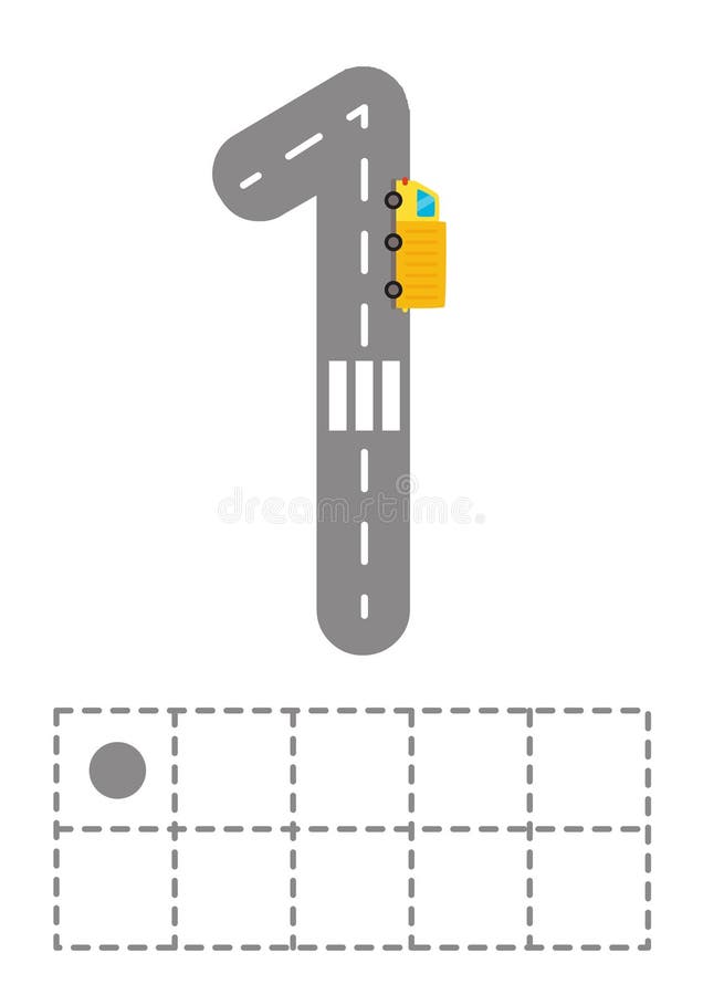 Worksheet for Kids. Road Numbers for Kids. Ten Frame with Number 1 ...