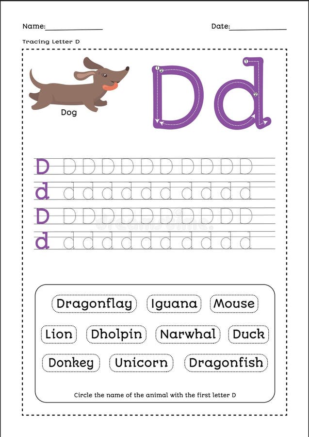 Tracing Letter D Stock Illustrations – 233 Tracing Letter D Stock ...