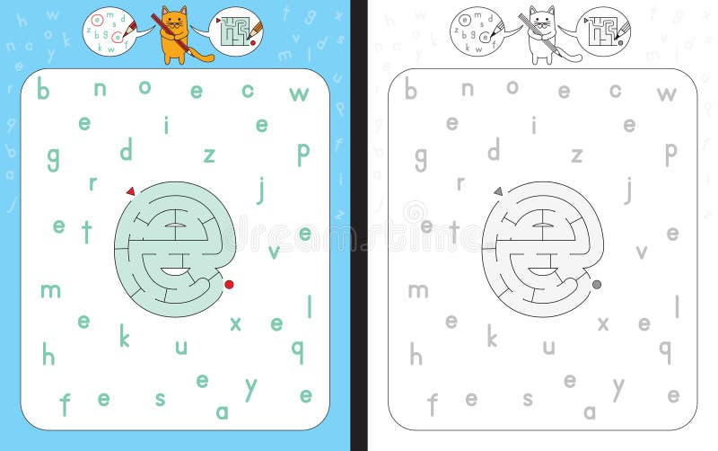 Maze letter e stock vector. Illustration of cartoon - 103127897