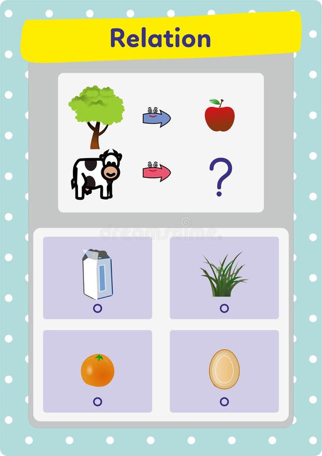 Relation things for kids. stock vector. Illustration of paper - 246252366