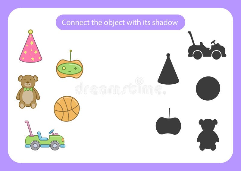 Worksheet Onnect the Toy with Its Shadow Stock Vector - Illustration of ...