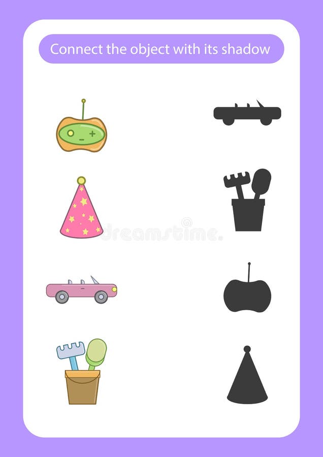 Worksheet Onnect the Toy with Its Shadow Stock Vector - Illustration of ...