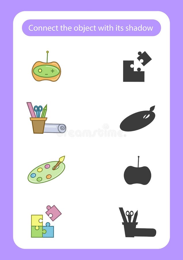 Worksheet Onnect the Toy with Its Shadow Stock Vector - Illustration of ...