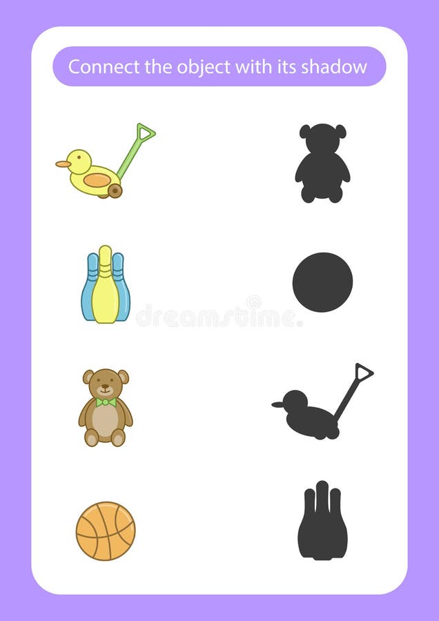 Worksheet Onnect the Toy with Its Shadow Stock Vector - Illustration of ...