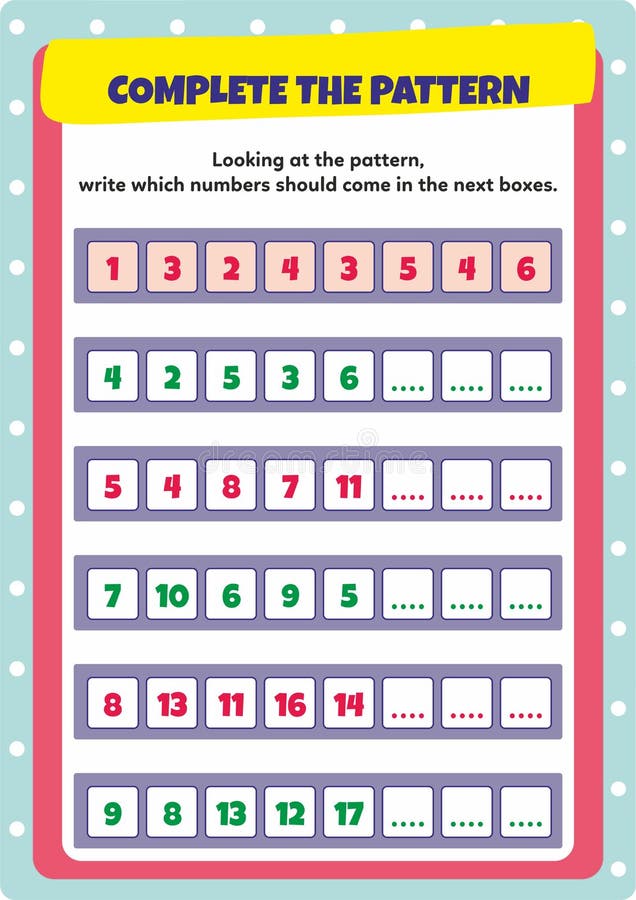 Activity To Complete the Pattern Stock Illustration - Illustration of ...