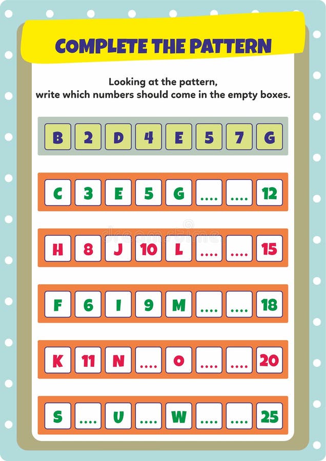 Activity To Complete the Pattern Stock Illustration - Illustration of ...