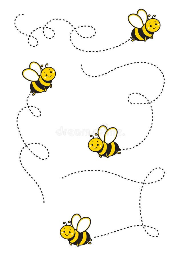 The Path on Which the Drawn Bees Fly Stock Vector - Illustration of ...